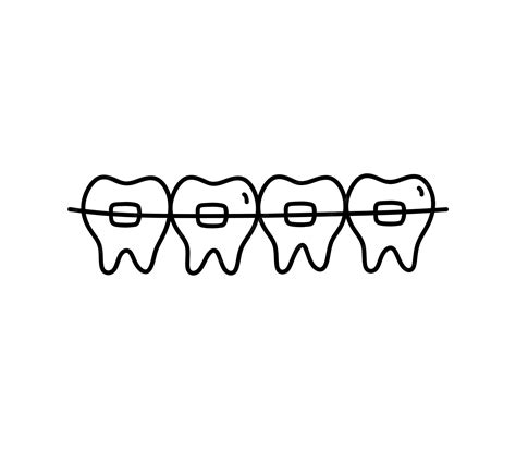 Premium Vector Braces On Teeth Isolated On White Background Orthodontic Treatment Hand Drawn