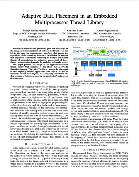 Adaptive Data Placement In An Embedded Multiprocessor Thread Library
