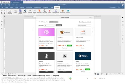 how to install plugin desktop editors onlyoffice community