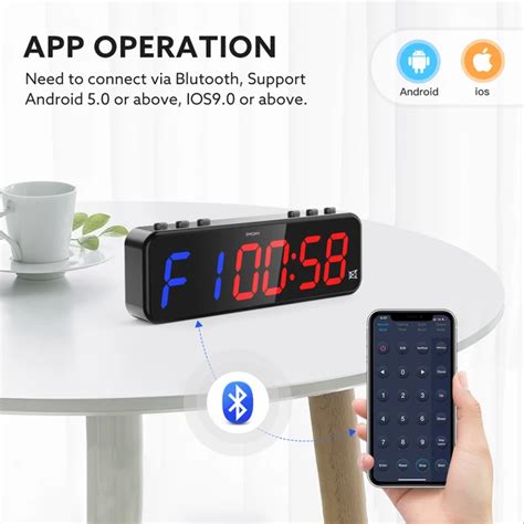 1인치 Led 휴대용 체육관 간격 타이머 피트니스 타이머 카운트 다운업 시계 스톱워치 무선 블루투스 앱 제어 기능