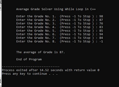 Average Grade Solver Using While Loop In C Free Computer