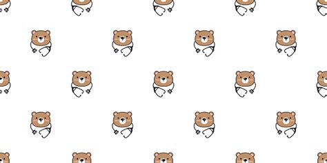 곰 극지 원활한 패턴 의사 병원 청진기 테디 만화 벡터 타일 배경 선물 포장지 반복 벽지 스카프 격리 낙서 그림 디자인 의사에 대한 스톡 벡터 아트 및 기타 이미지 Istock