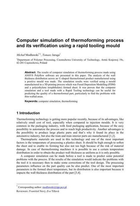 Pdf Computer Simulation Of Thermoforming Process And Its Dokumen Tips