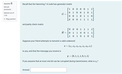 solved question 5 recall that the hamming 7 4 code has