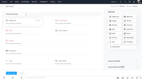 Layouts Fields Zoho Desk
