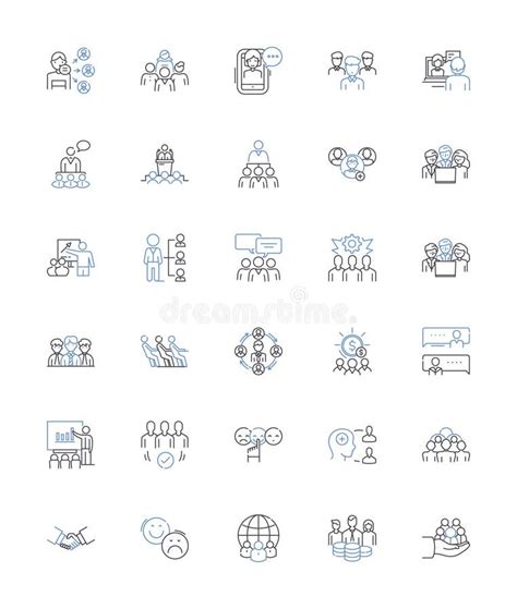 Group Line Icons Collection Unity Diversity Collaboration Synergy Teamwork Support