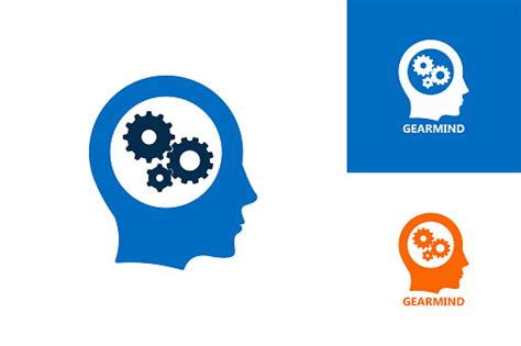 기어 마인드 로고 템플릿 디자인 벡터 엠블럼 디자인 컨셉 크리에이티브 심볼 아이콘 기어 기계 부분에 대한 스톡 벡터 아트 및