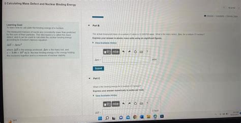 Solved ± Calculating Mass Defect And Nuclear Binding Einergy