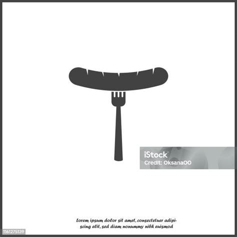 벡터 소시지와 포크 아이콘입니다 흰색 고립 된 배경에 바베큐 기호입니다 고기에 대한 스톡 벡터 아트 및 기타 이미지 고기