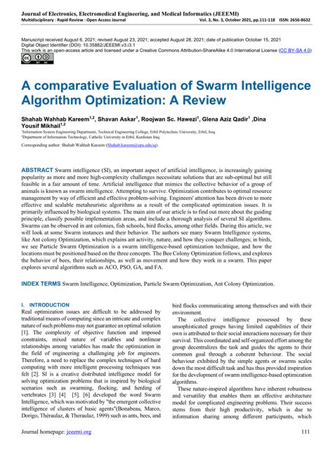 Pdf A Comparative Evaluation Of Swarm Intelligence Algorithm
