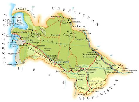 mapa del desierto de karakum