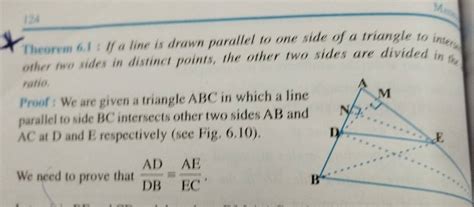 theorem 6 1 if a line is drawn parallel to one side of a triangle to in