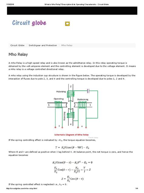 Mho Relay Characteristics And Operation Pdf Relay Transformer