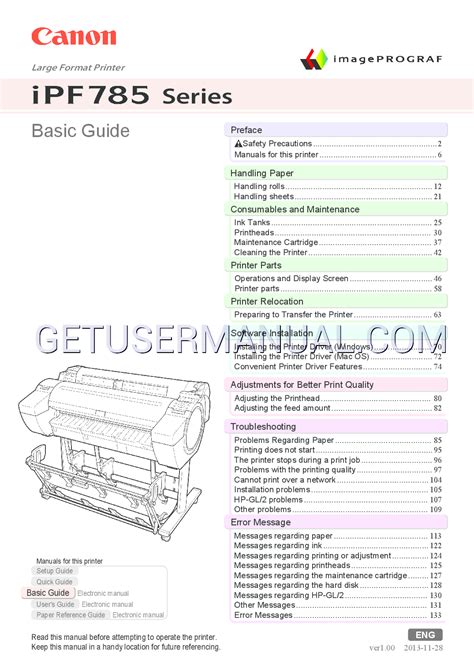 Canon imagePROGRAF série imagePROGRAF iPF785 MFP M40 Guide de base téléchargement libre