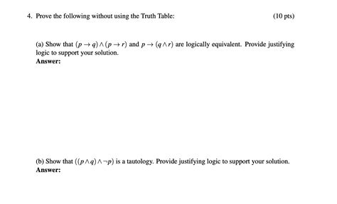 Solved Prove The Following Without Using The Truth Table Chegg