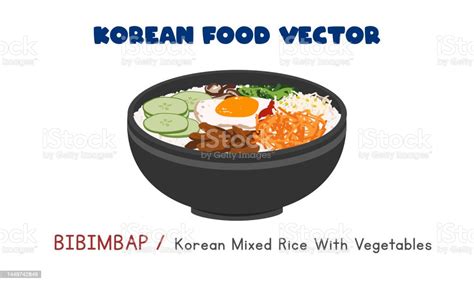 한국 비빔밥 야채와 계란 평면 벡터 디자인 일러스트 클립 아트 만화 스타일과 한국 혼합 쌀 아시아 음식 한국 요리 한식 0명에 대한 스톡 벡터 아트 및 기타 이미지 Istock
