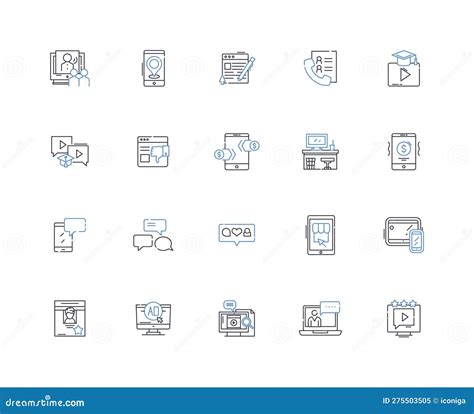 Pocket Device Line Icons Collection Miniature Portable Compact