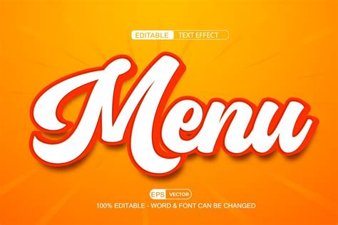 Menu Text Effect Vector 3d Style Graphic By Truevector · Creative Fabrica