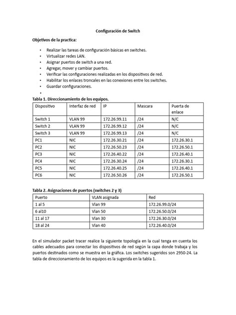 Practica Configuración De Switch Vlan Pdf Conmutador De Red Dirección Ip