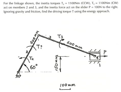 For The Linkage Shown The Inertia Torques T2 1100 Nm Ccw T3