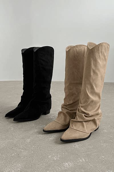 [ 임시품절 입고지연 트렌디 3계절소장템 ] Y2k 셔링 스웨이드 웨스턴 롱부츠 2color 가을롱부츠 봄롱부츠 겨울롱부츠 셔링레이어드롱부츠 에이블리