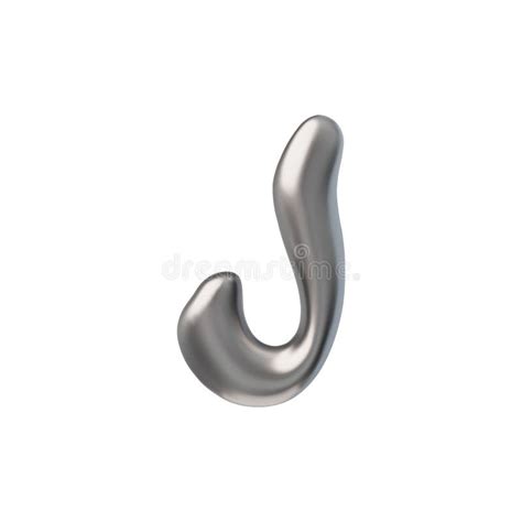 3d Glossy Silver Capital Letter J With Liquid Metal Surface Vector Realistic Voluminous Chrome