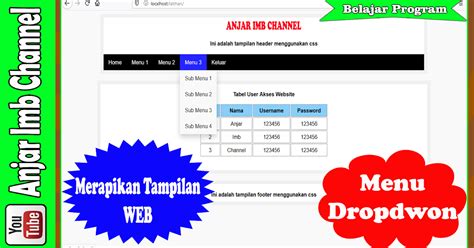 Anjar Imb Merapikan Tampilan Website Dan Membuat Menu Dengan Css