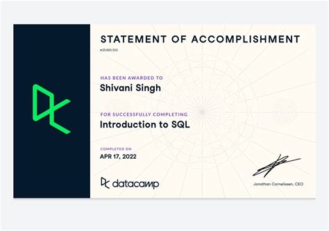 Shivani Singh On Linkedin Datacamp Sql Sqldatabase Share Learner