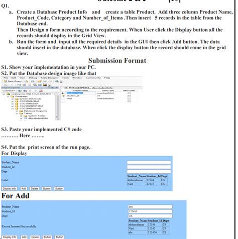 Q A Create A Database Product Info And Create A Chegg
