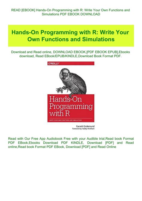 Read Ebook Hands On Programming With R Write Your Own Functions And