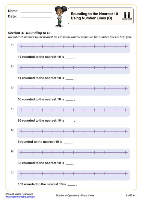 rounding numbers to the nearest 10 using number lines c fun and