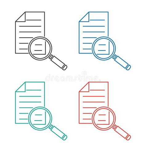 Document Paper Sheet Magnifying Glass Stock Illustrations 1073