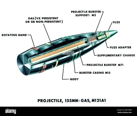 A Cut Away Diagram Of An M 121a1 155 Mm Gas Artillery Projectile
