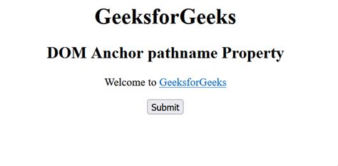 html dom anchor pathname property geeksforgeeks