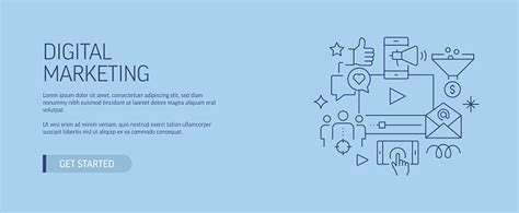 디지털 마케팅 관련 웹 배너 라인 스타일 웹 배너 웹 사이트 헤더 등에 대한 현대 디자인 벡터 일러스트레이션 0명에 대한 스톡 벡터 아트 및 기타 이미지 Istock