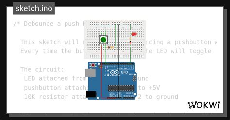 Debouncing Button And Led Copy Wokwi Esp32 Stm32 Arduino Simulator