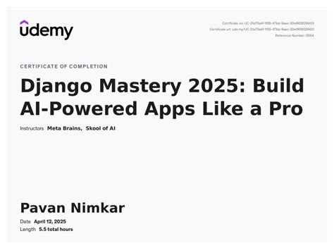 Django Webdevelopment Backend Python Udemy Programming Pavan