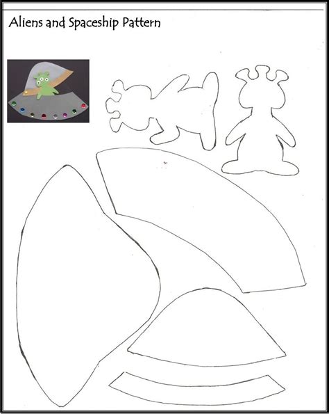 Aliens And Spaceship Paper Craft Pattern