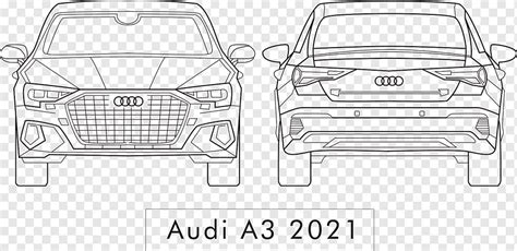 아우디 A3 2021 자동차 블랙 화이트 개요 전면 및 후면보기 Png Pngwing