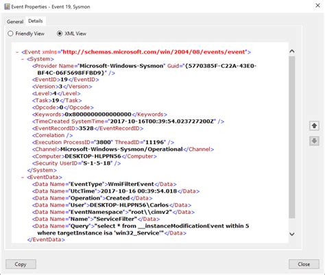 sysinternals sysmon 6 10 tracking of permanent wmi events
