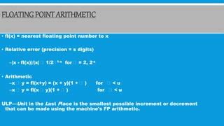Floating Point Representation And Arithmetic PPT