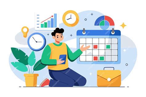 A Data Analyst Assesses A Calendar And Clock Focusing On Task