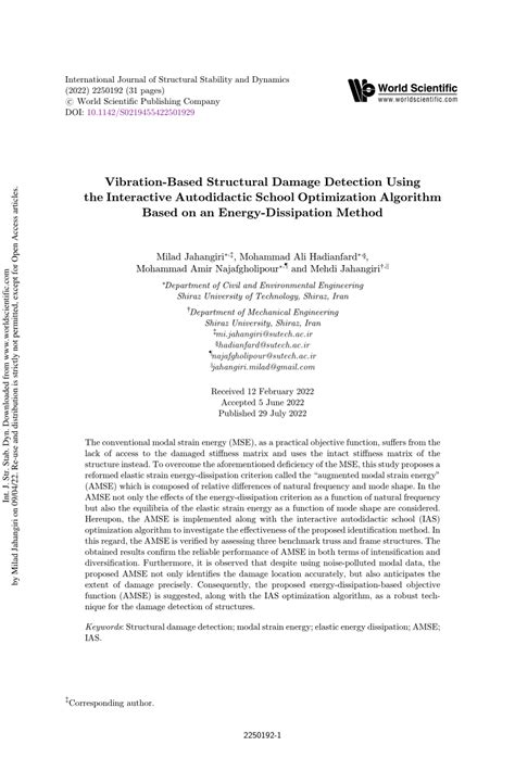 Pdf Vibration Based Structural Damage Detection Using The Interactive