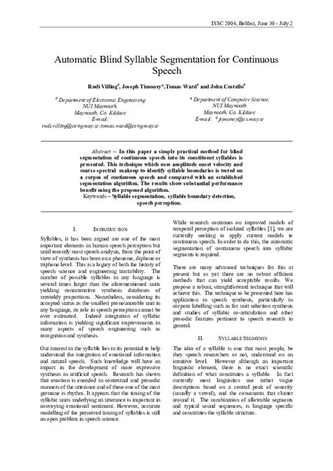 Pdf Automatic Blind Syllable Segmentation For Continuous Speech