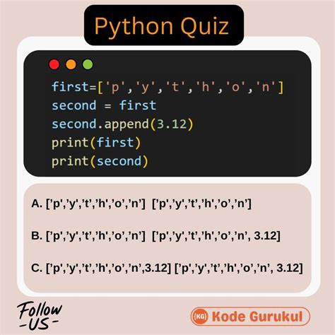 🐍 Test Your Python Skills And Answer Following Quiz 💯 🙋 🙋‍♂️ Python Programming Developer