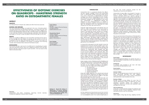 Pdf Effectiveness Of Isotonic Exercises On Quadriceps Hamstring
