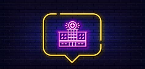 병원 건물 라인 아이콘입니다 의료 도움 표지판 네온 라이트 스피치 버블 벡터 0명에 대한 스톡 벡터 아트 및 기타 이미지 0명 건강관리와 의술 고급 Istock