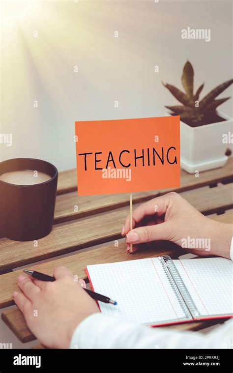 Hand Writing Sign Teaching Internet Concept Act Of Giving Information Explaining One Subject