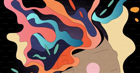 화려한 머리와 검은 배경을 가진 여자 벡터 Unsplash의 정신 건강 이미지