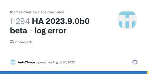 Ha 202390b0 Beta Log Error · Issue 294 · Thomaslovenlovelace Card